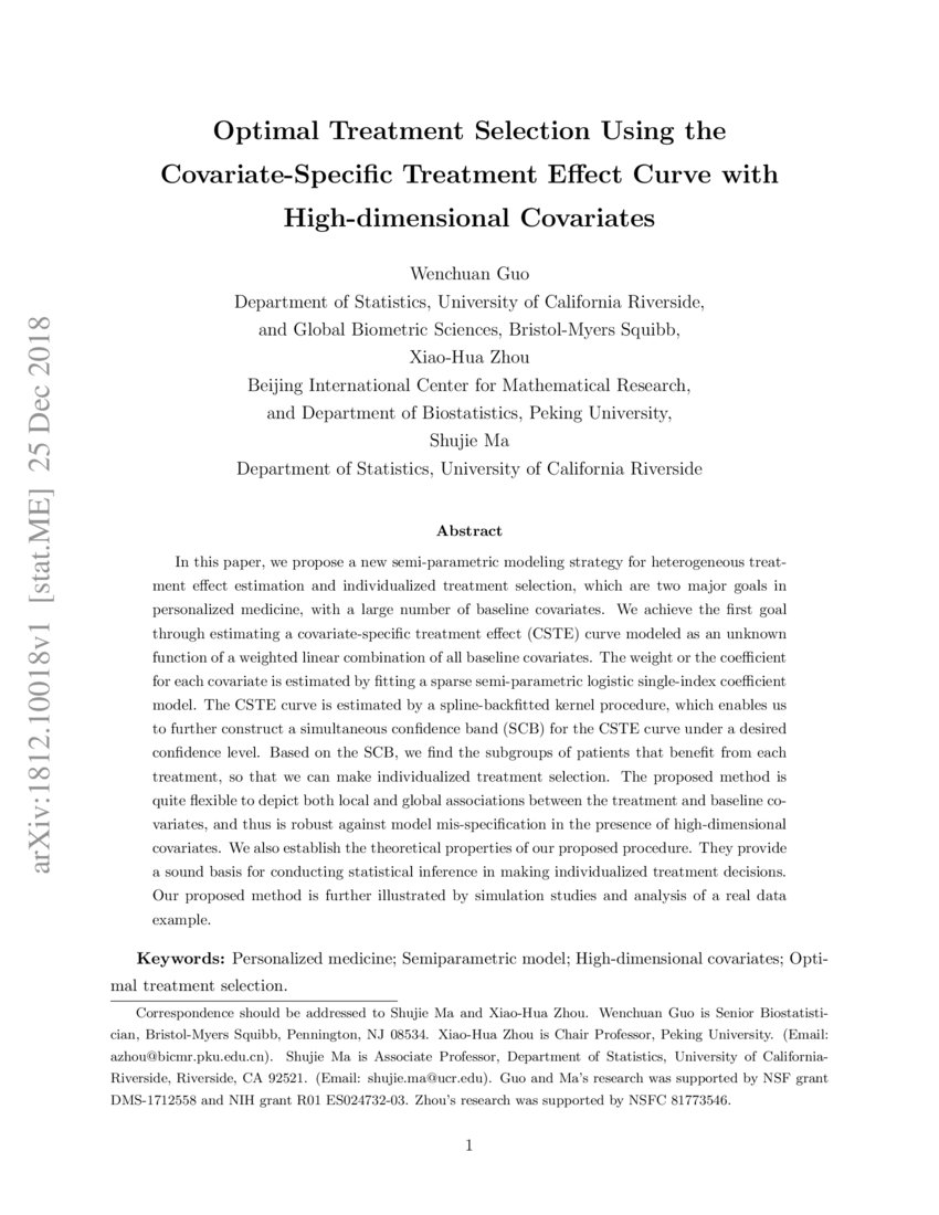 Optimal Treatment Selection Using The Covariate Specific Treatment Effect Curve With High