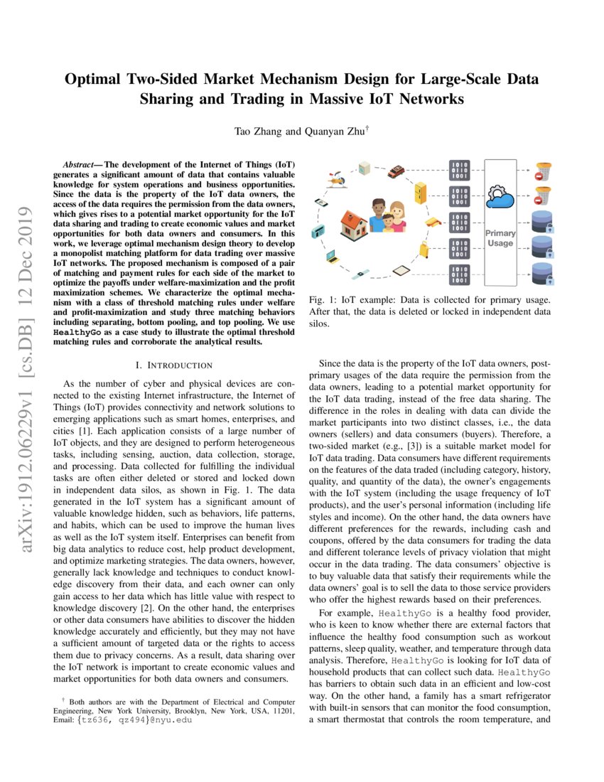 Optimal Two-Sided Market Mechanism Design for Large-Scale Data Sharing ...