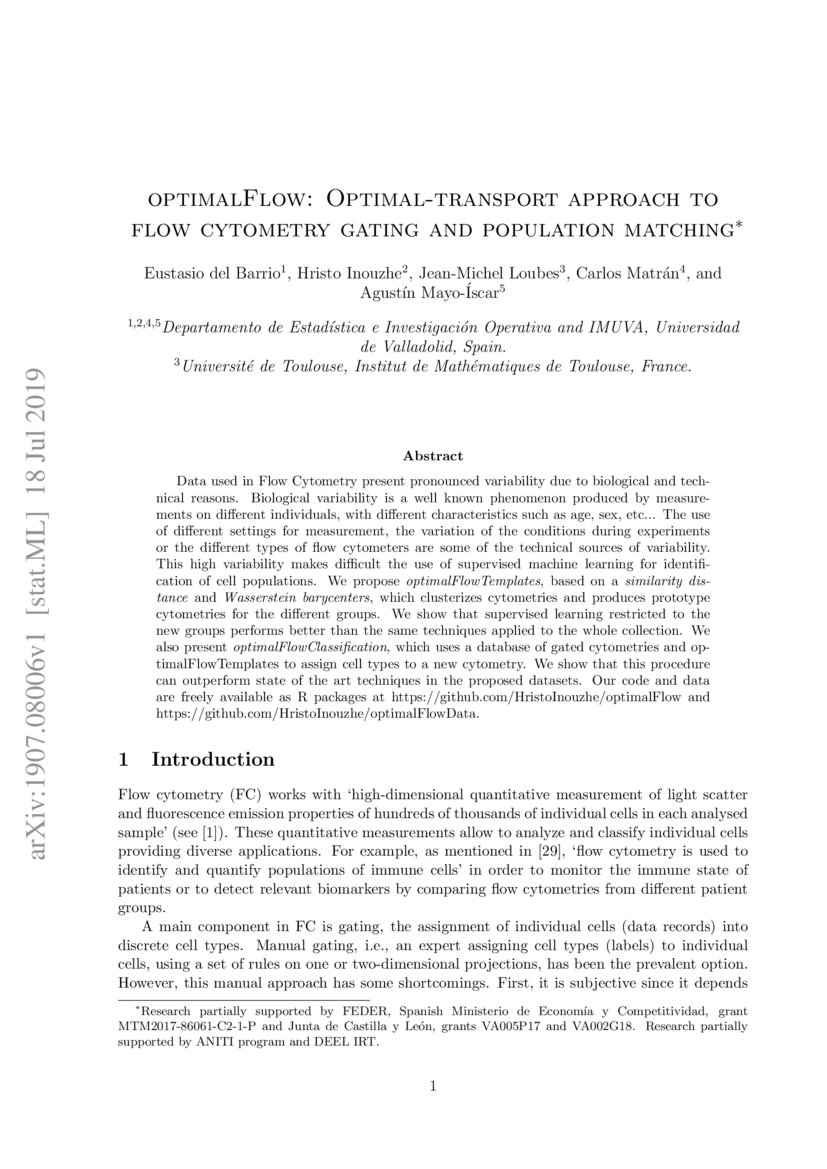 optimalFlow: Optimal-transport approach to flow cytometry gating and ...