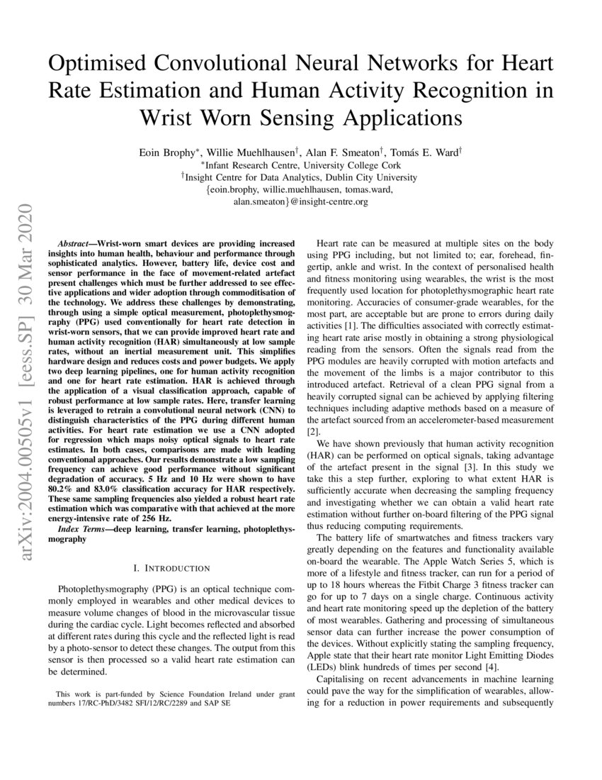 Optimised Convolutional Neural Networks For Heart Rate Estimation And