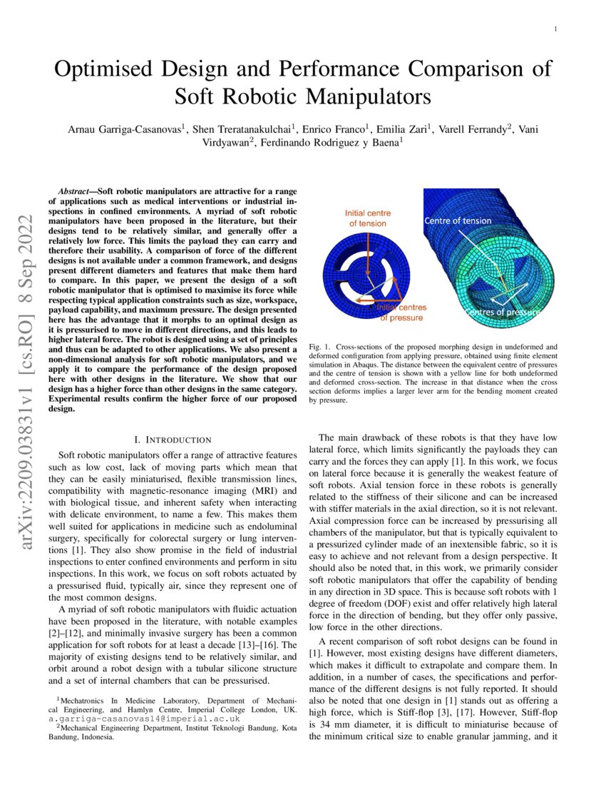 Optimised Design and Performance Comparison of Soft Robotic ...