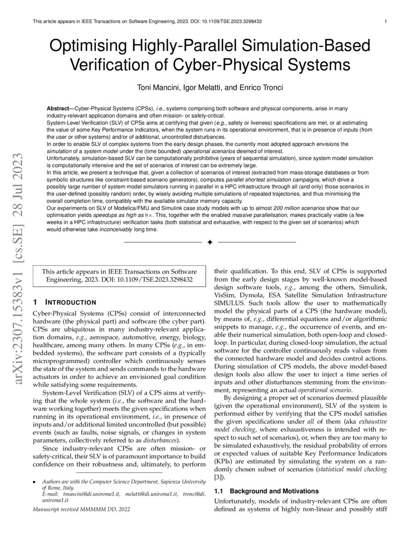 Optimising Highly Parallel Simulation Based Verification Of Cyber Physical Systems Deepai
