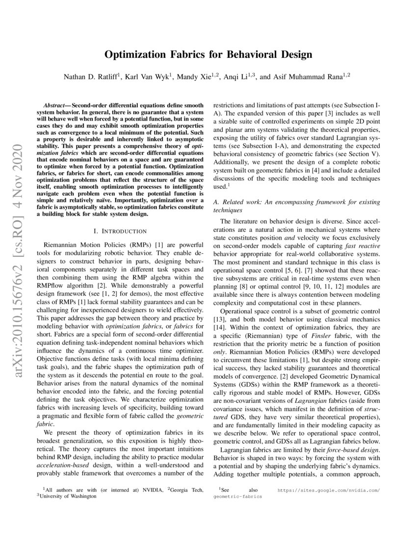 Optimization Fabrics for Behavioral Design | DeepAI