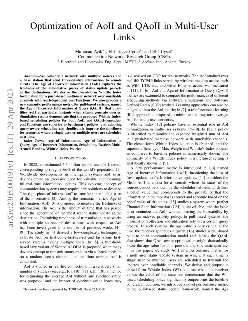 Optimization of AoII and QAoII in Multi-User Links | DeepAI