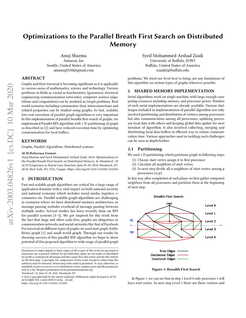 Optimizations To The Parallel Breath First Search On Distributed Memory Deepai