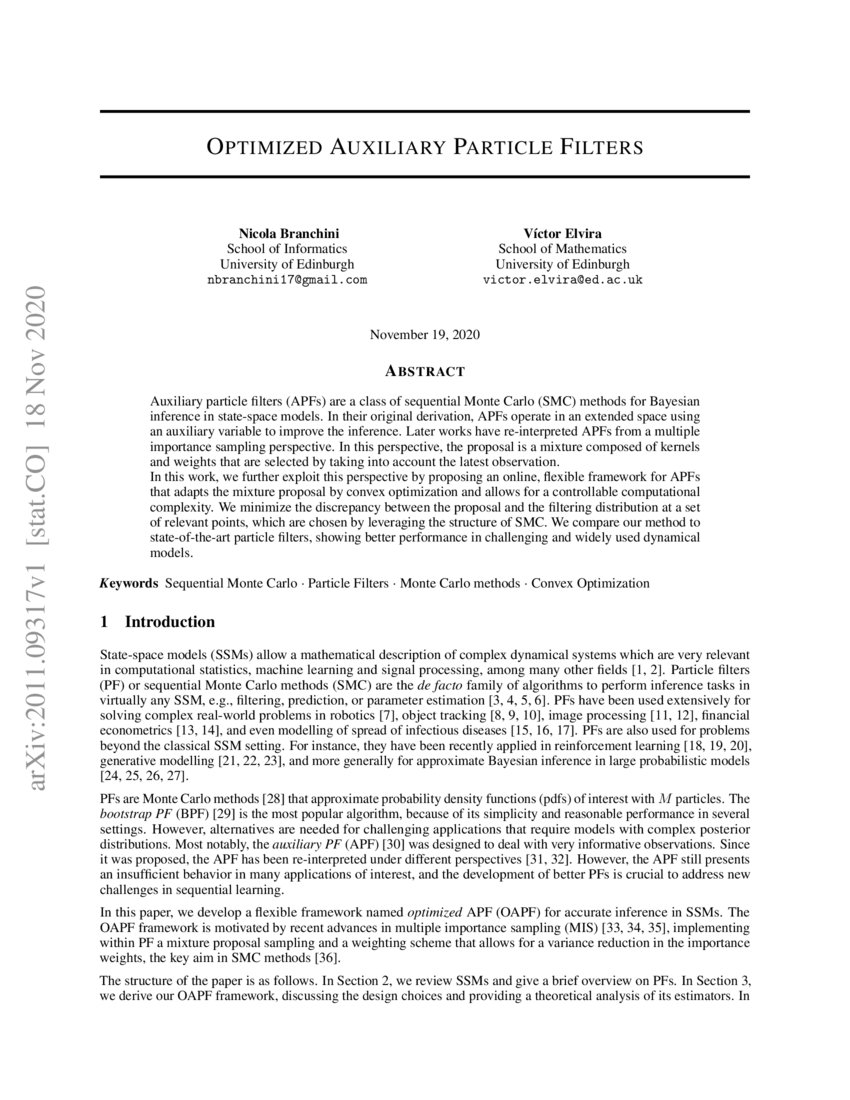 Optimized Auxiliary Particle Filters | DeepAI