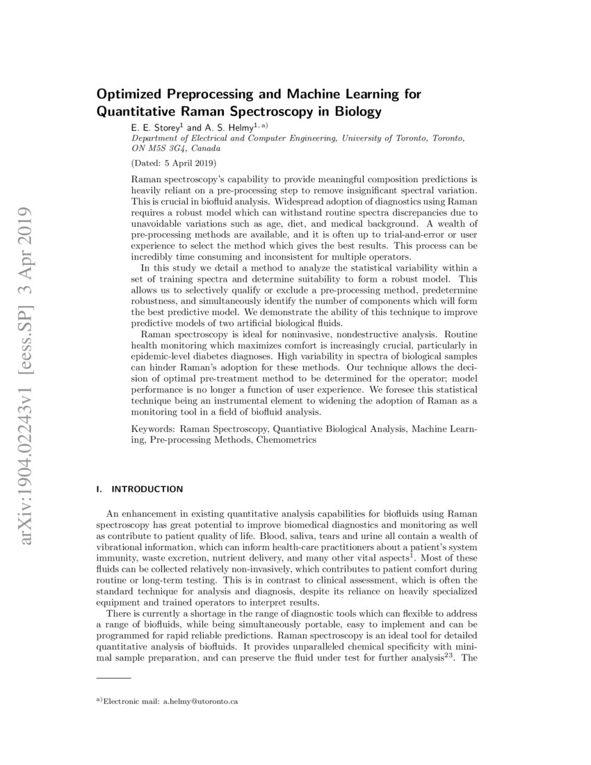 Optimized Preprocessing and Machine Learning for Quantitative Raman ...