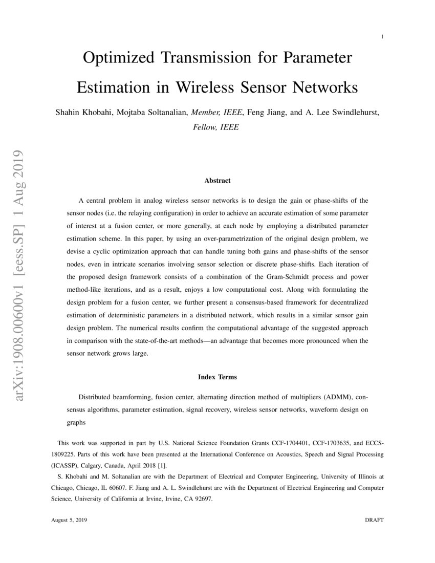 Optimized Transmission For Parameter Estimation In Wireless Sensor