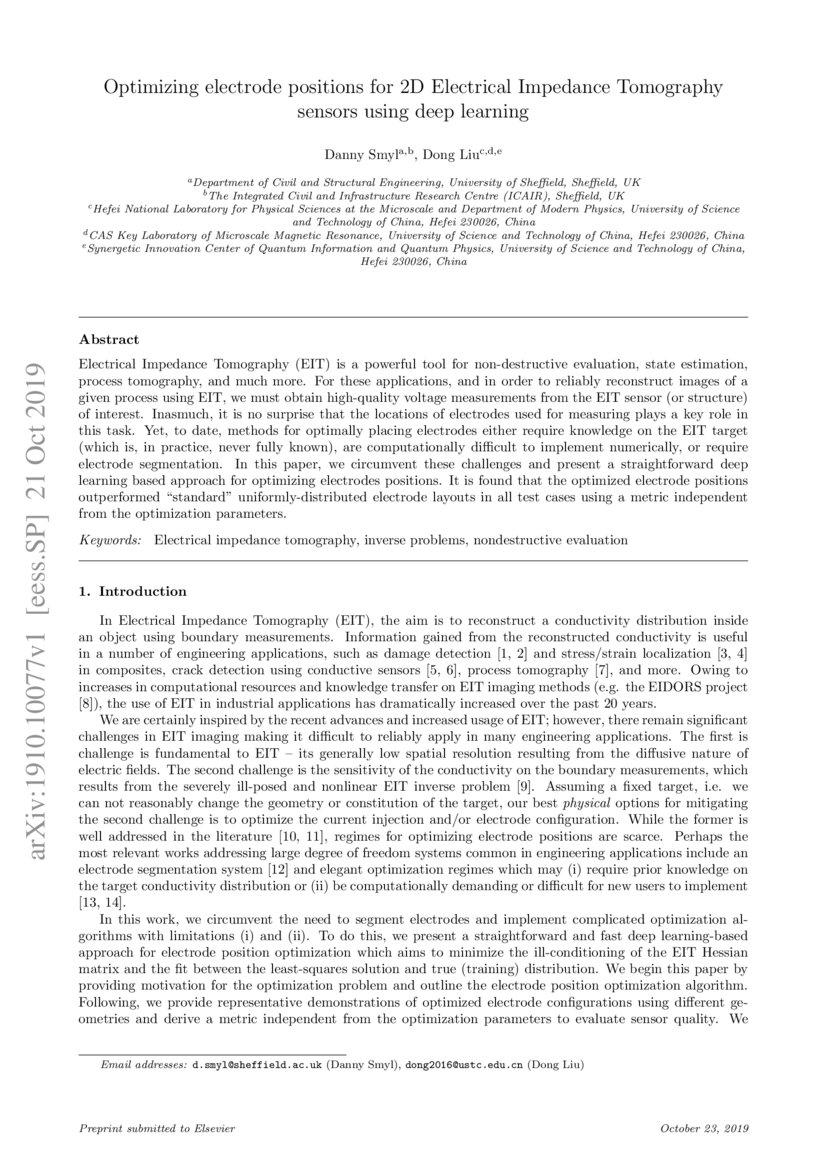 Optimizing Electrode Positions For 2d Electrical Impedance Tomography Sensors Using Deep