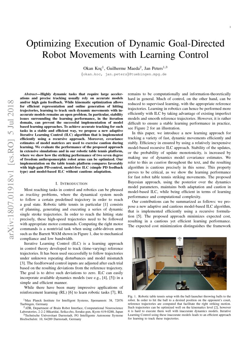 Optimizing Execution of Dynamic Goal-Directed Robot Movements with ...