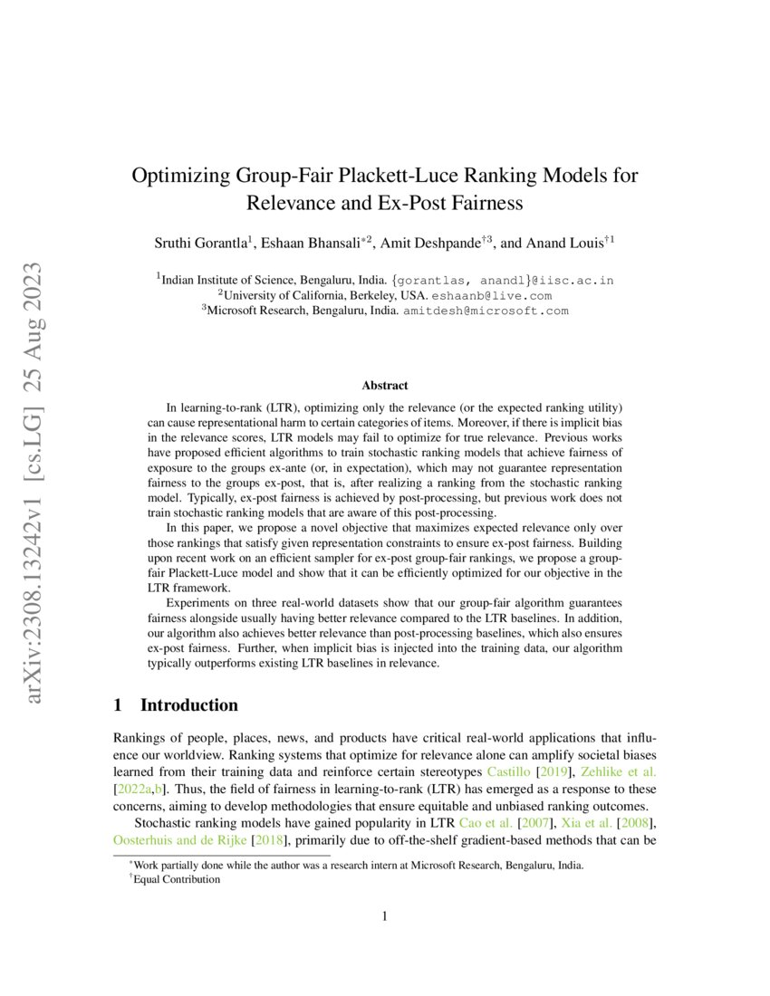 Optimizing Group-Fair Plackett-Luce Ranking Models for Relevance and Ex ...