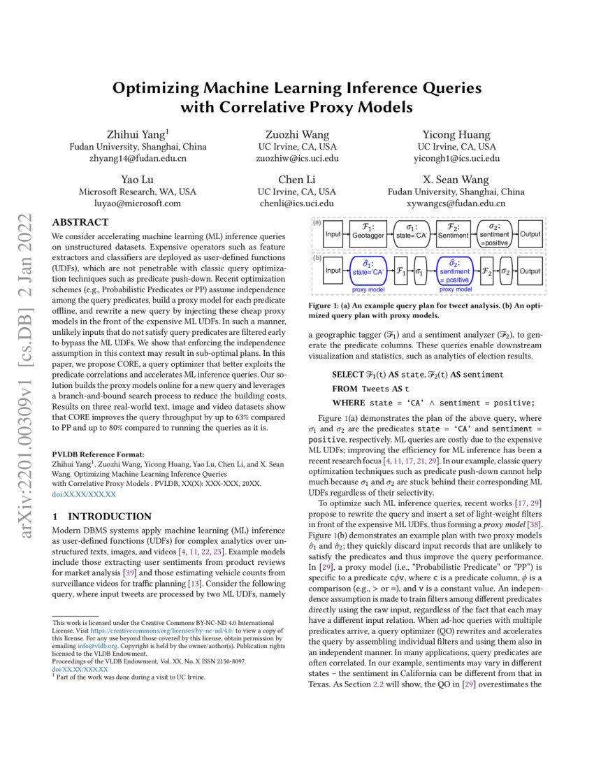 Optimizing Machine Learning Inference Queries With Correlative Proxy Models Deepai