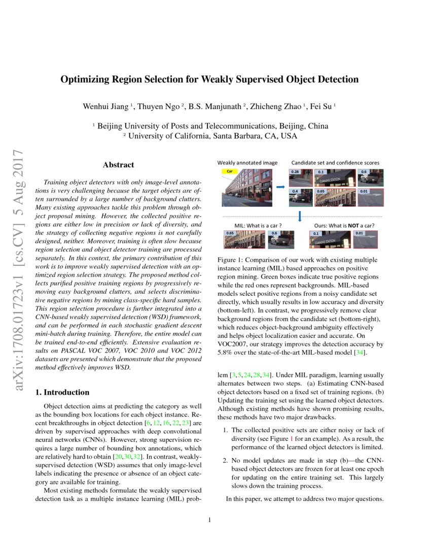 Optimizing Region Selection For Weakly Supervised Object Detection Deepai