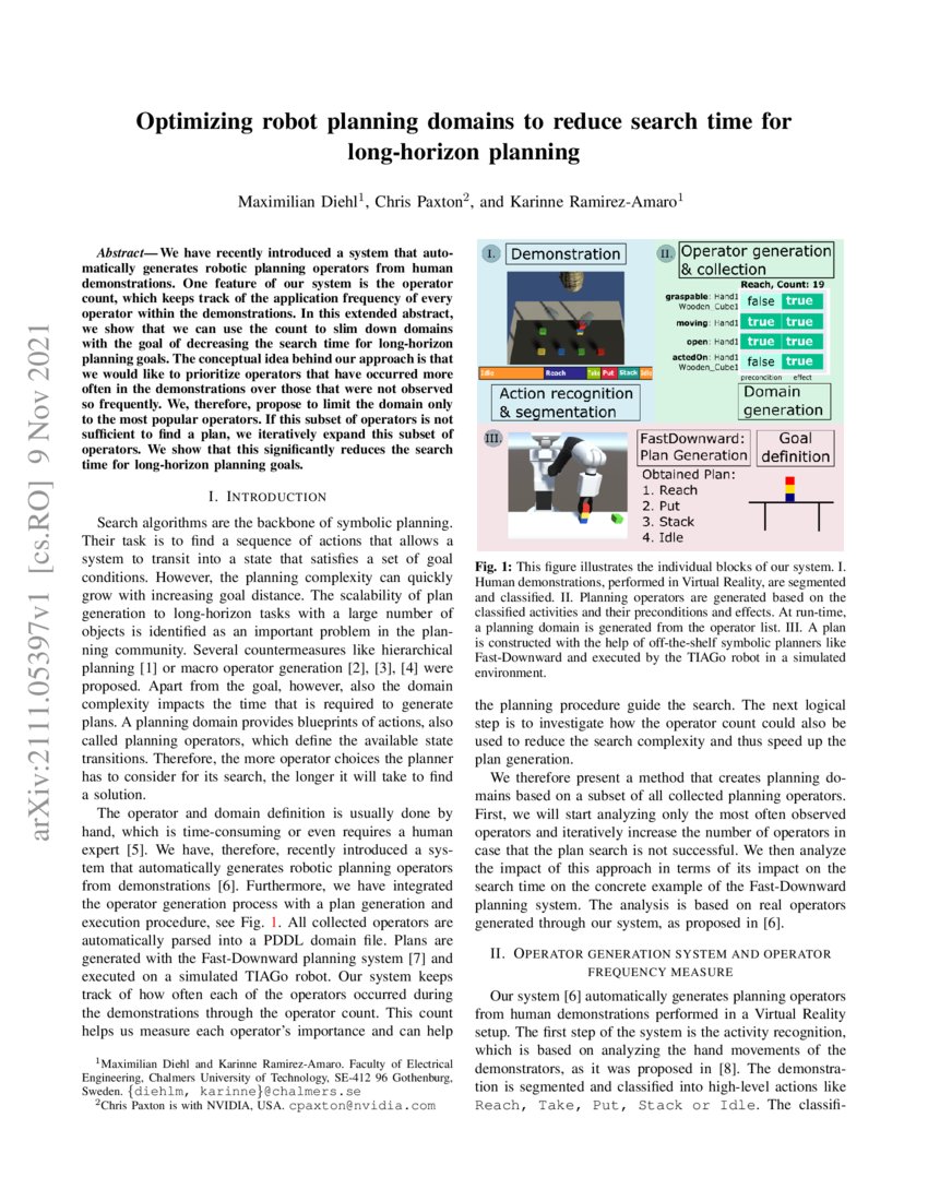 Optimizing robot planning domains to reduce search time for long ...