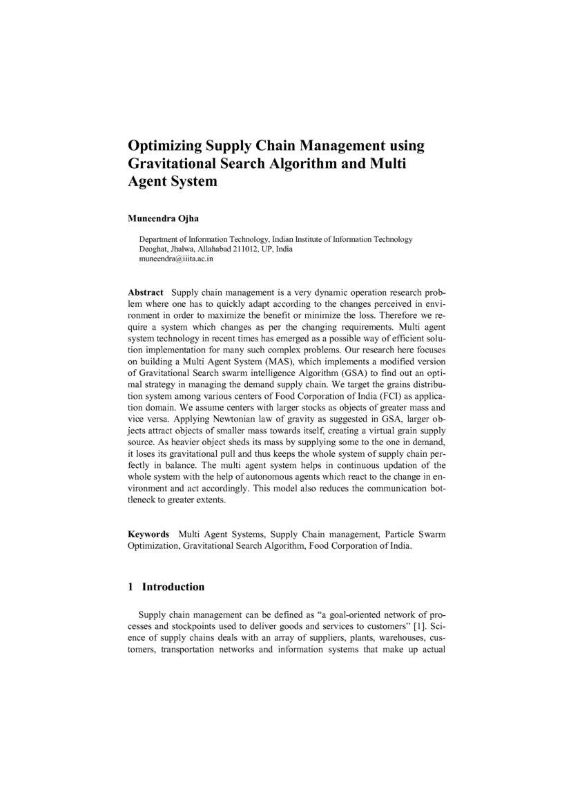 Optimizing Supply Chain Management Using Gravitational Search Algorithm