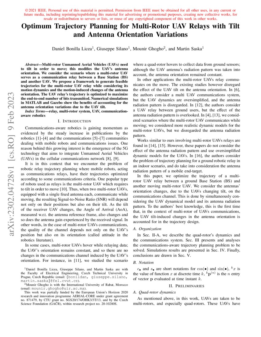 Optimum Trajectory Planning For Multi Rotor Uav Relays With Tilt And Antenna Orientation
