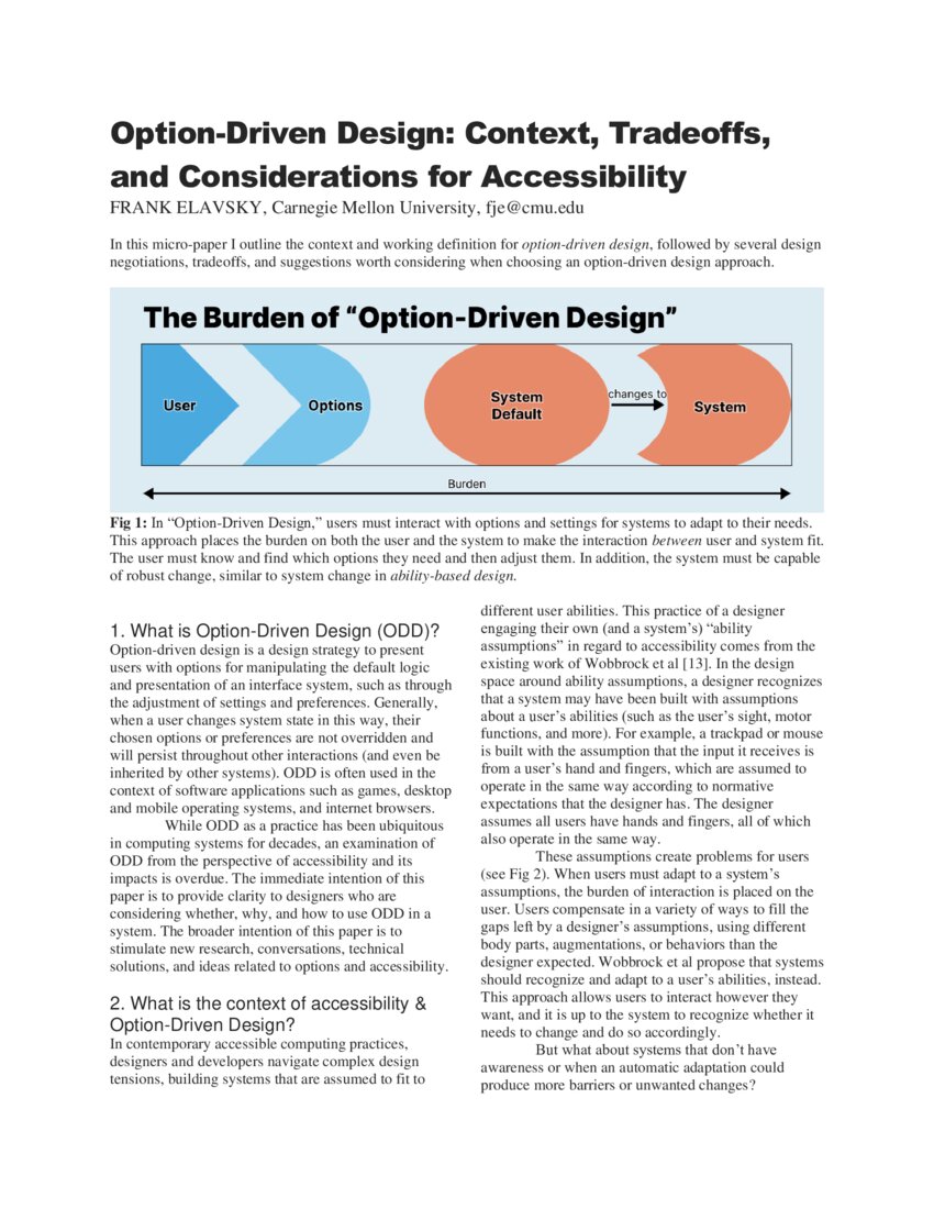 Option-Driven Design: Context, Tradeoffs, and Considerations for ...
