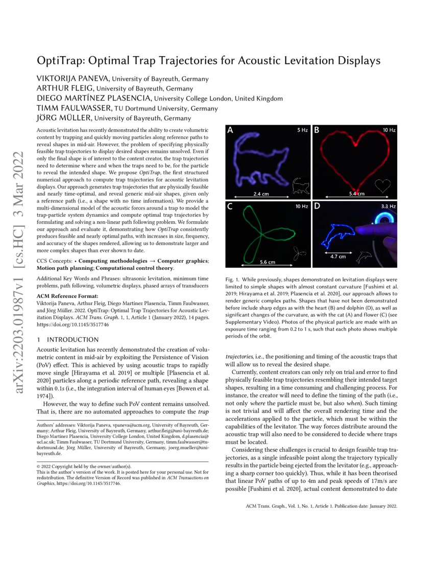 OptiTrap: Optimal Trap Trajectories for Acoustic Levitation Displays ...