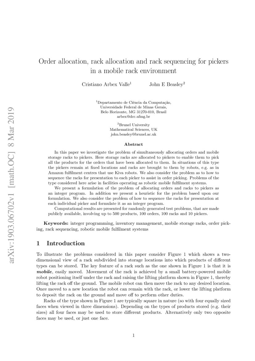 Order allocation, rack allocation and rack sequencing for pickers in a ...