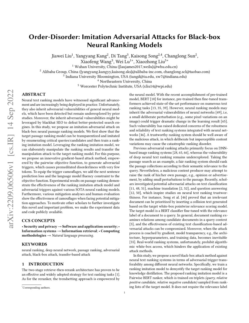 Order Disorder Imitation Adversarial Attacks For Black Box Neural