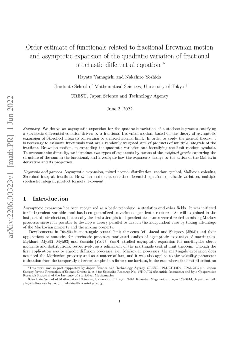 Order Estimate Of Functionals Related To Fractional Brownian Motion And Asymptotic Expansion Of