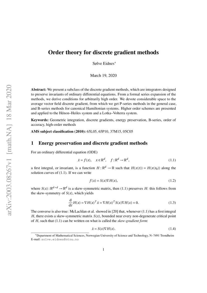 Order theory for discrete gradient methods | DeepAI