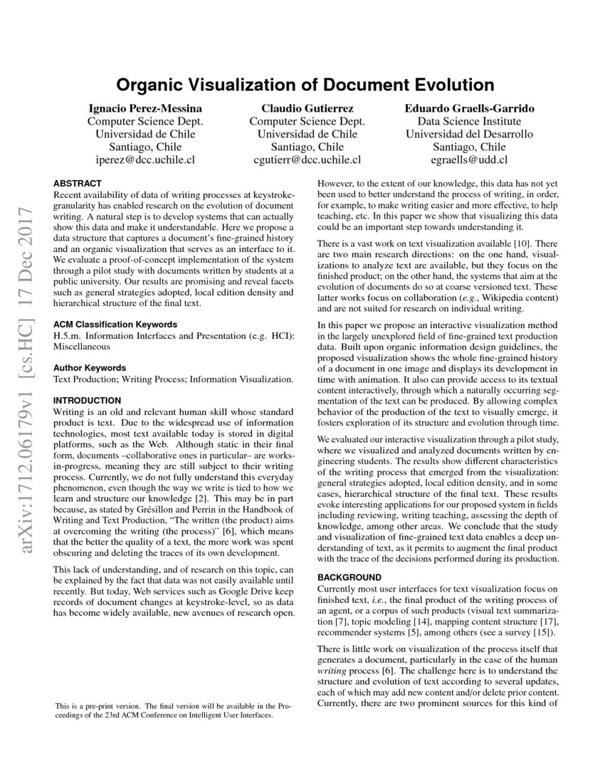 Organic Visualization of Document Evolution | DeepAI
