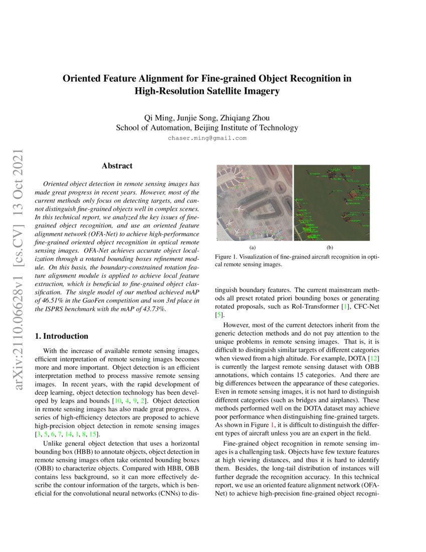 Oriented Feature Alignment For Fine Grained Object Recognition In High Resolution Satellite