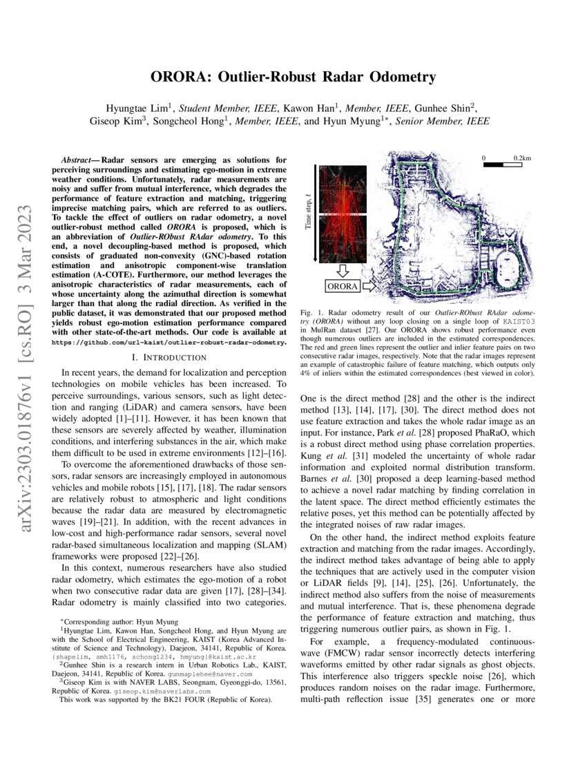 ORORA: Outlier-Robust Radar Odometry | DeepAI