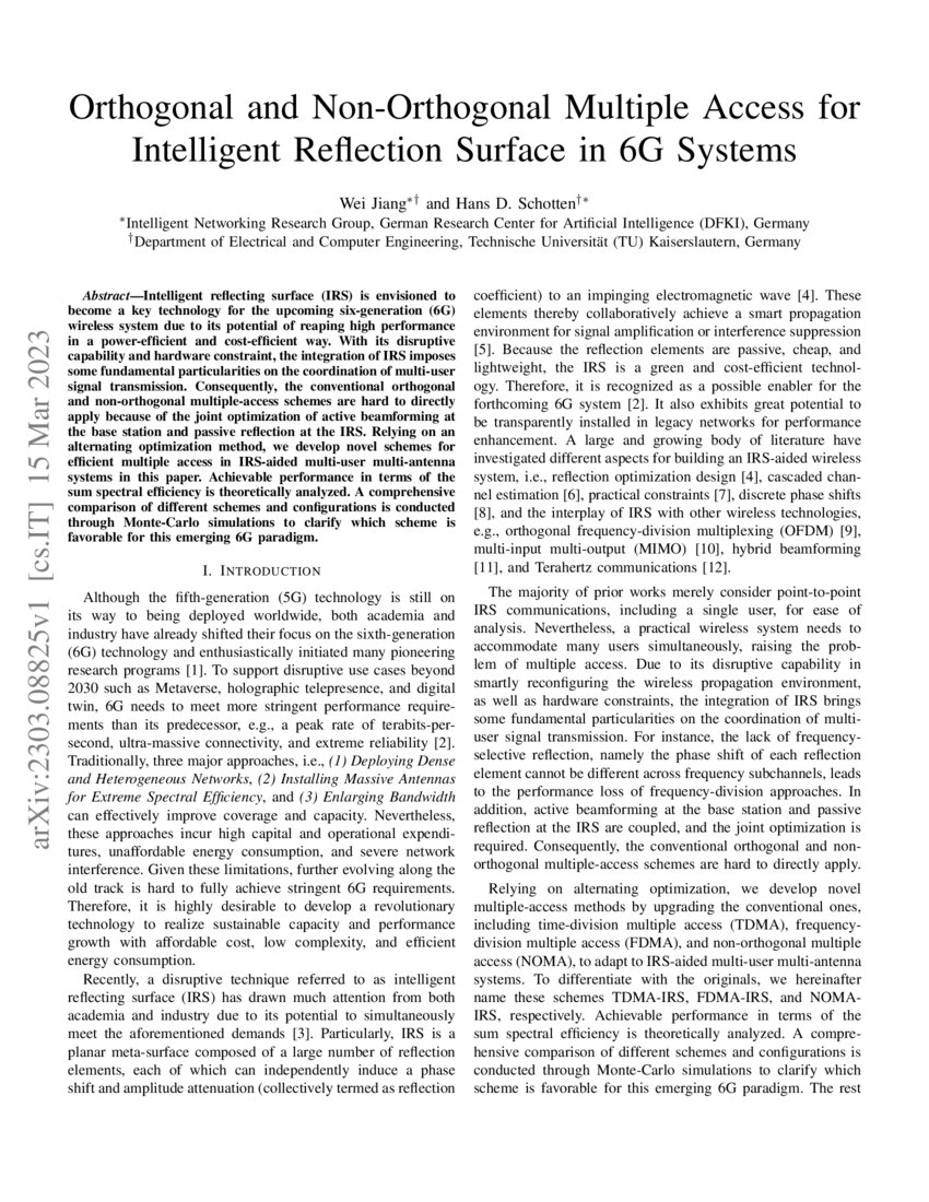Orthogonal and Non-Orthogonal Multiple Access for Intelligent Reflection Surface in 6G Systems ...
