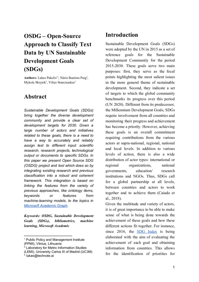 OSDG – Open-Source Approach to Classify Text Data by UN Sustainable ...