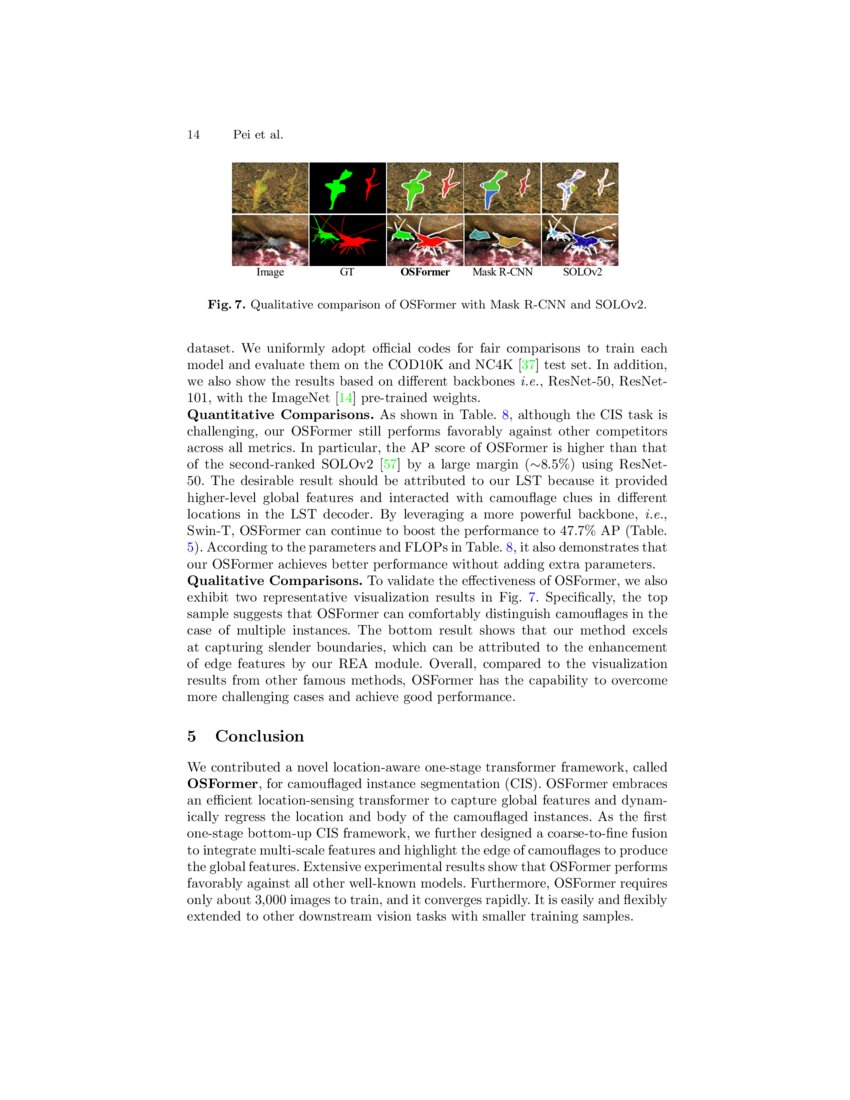 Osformer One Stage Camouflaged Instance Segmentation With Transformers Deepai