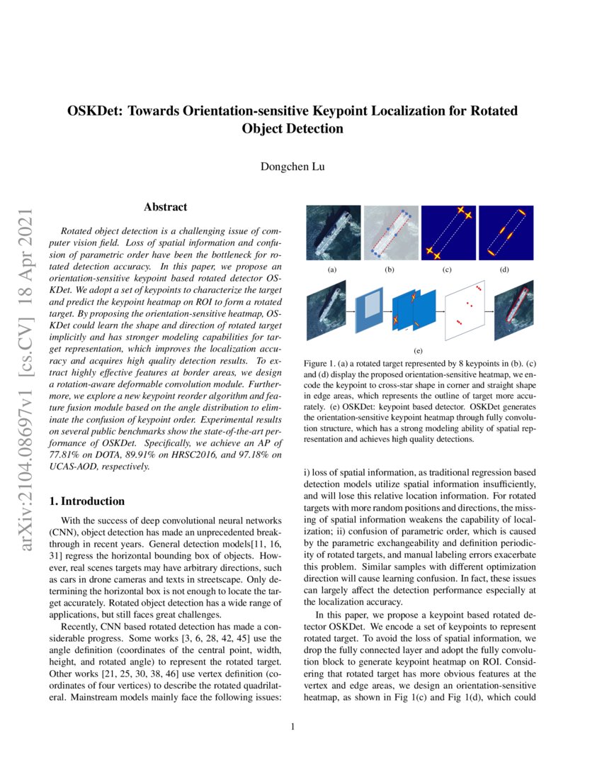 Oskdet Towards Orientation Sensitive Keypoint Localization For Rotated