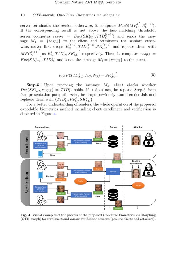 OTB-morph: One-Time Biometrics via Morphing | DeepAI