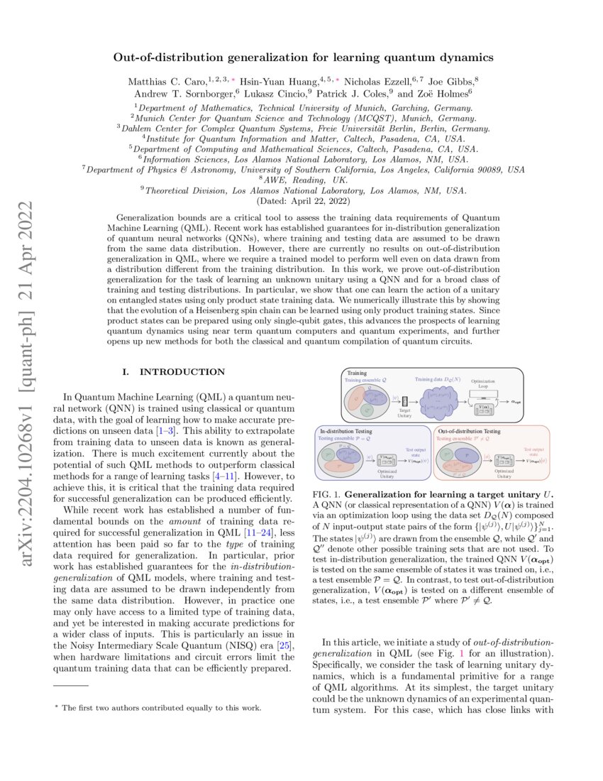 Out Of Distribution Generalization For Learning Quantum Dynamics Deepai