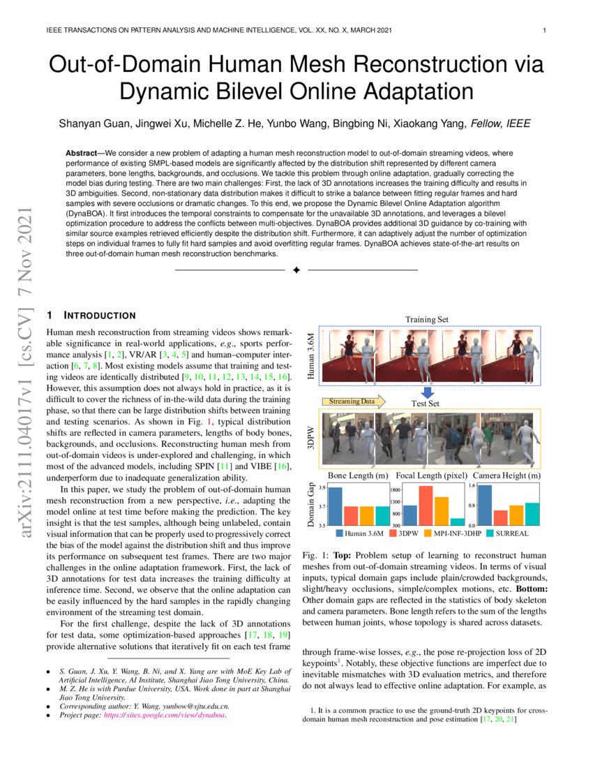 Out-of-Domain Human Mesh Reconstruction via Dynamic Bilevel Online Adaptation | DeepAI