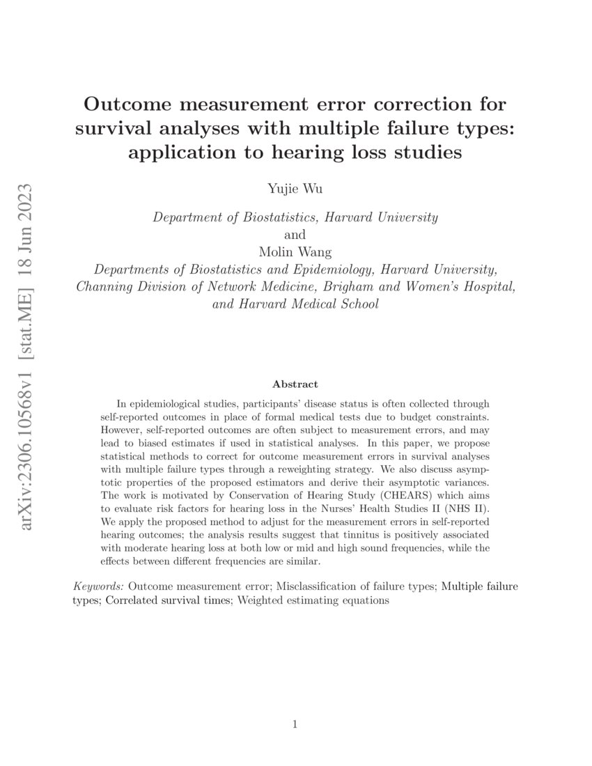 Outcome measurement error correction for survival analyses with multiple failure types ...