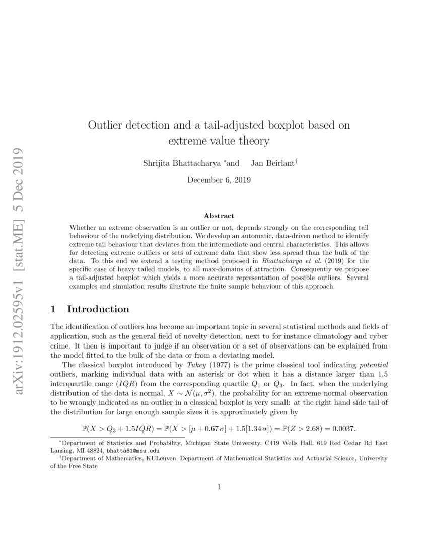 Outlier detection and a tail-adjusted boxplot based on extreme value ...