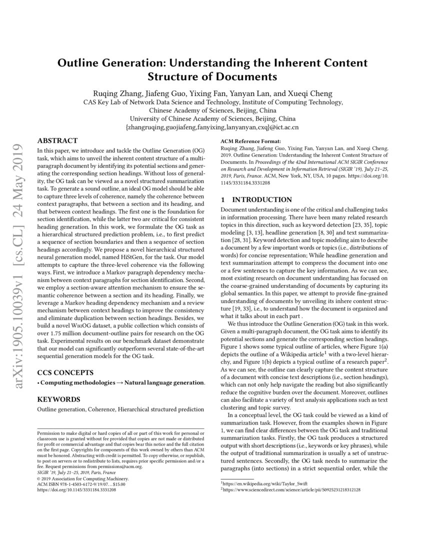 Outline Generation: Understanding the Inherent Content Structure of ...