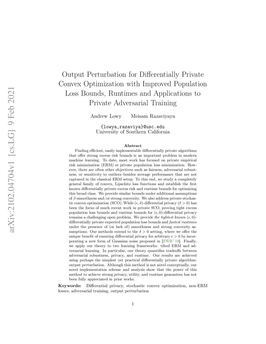 Output Perturbation For Differentially Private Convex Optimization With Improved Population Loss