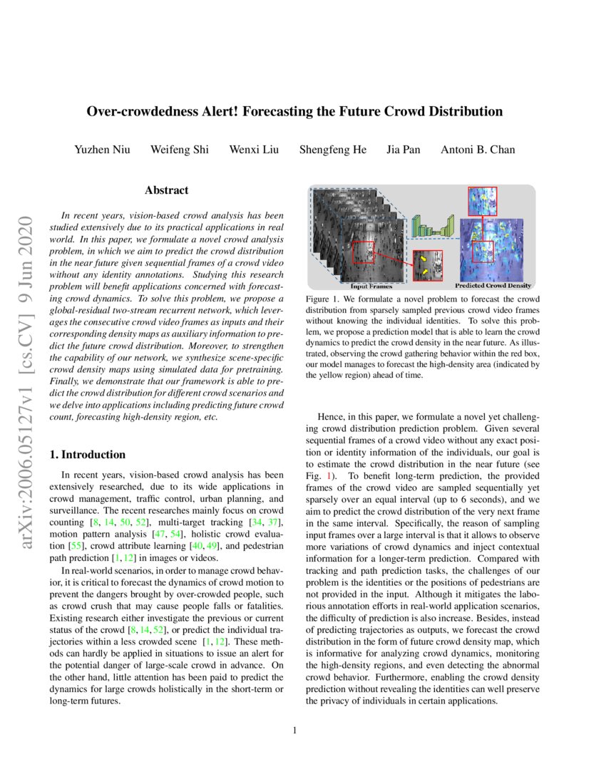 Over-crowdedness Alert! Forecasting the Future Crowd Distribution | DeepAI
