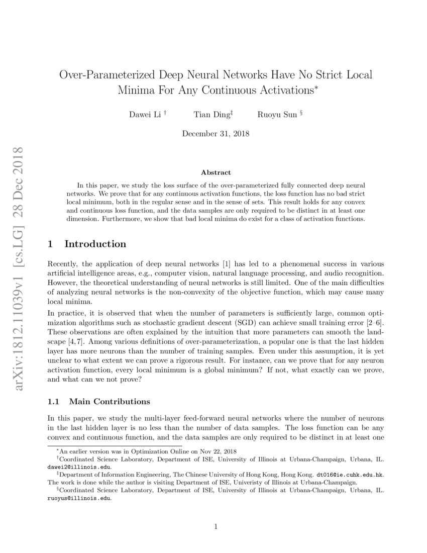 Over Parameterized Deep Neural Networks Have No Strict Local Minima For Any Continuous