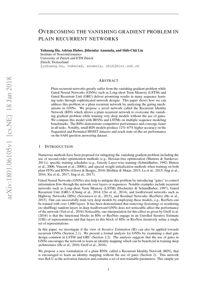 Overcoming the vanishing gradient problem in plain recurrent networks | DeepAI