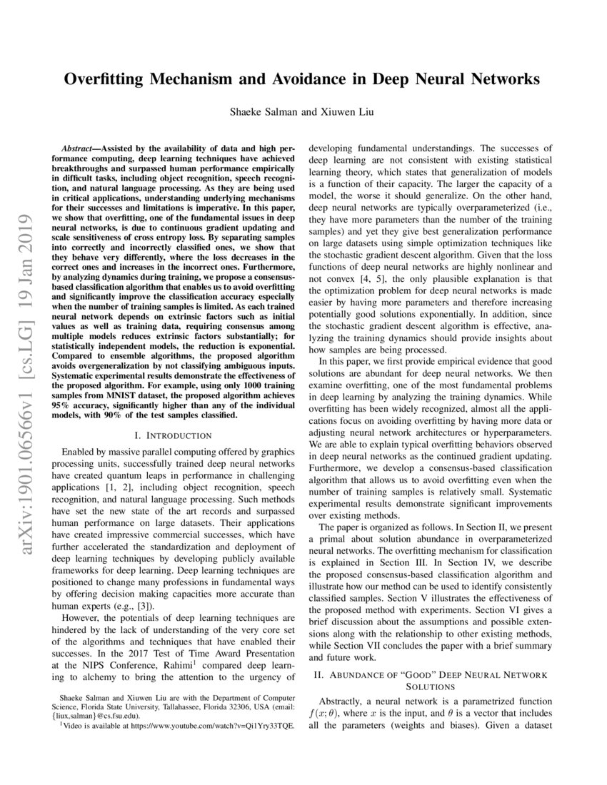 Overfitting Mechanism and Avoidance in Deep Neural Networks | DeepAI