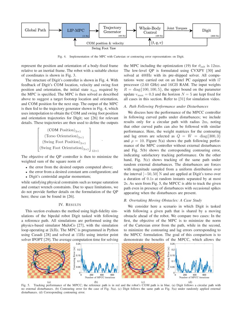 Overtaking Moving Obstacles With Digit Path Following For Bipedal Robots Via Model Predictive