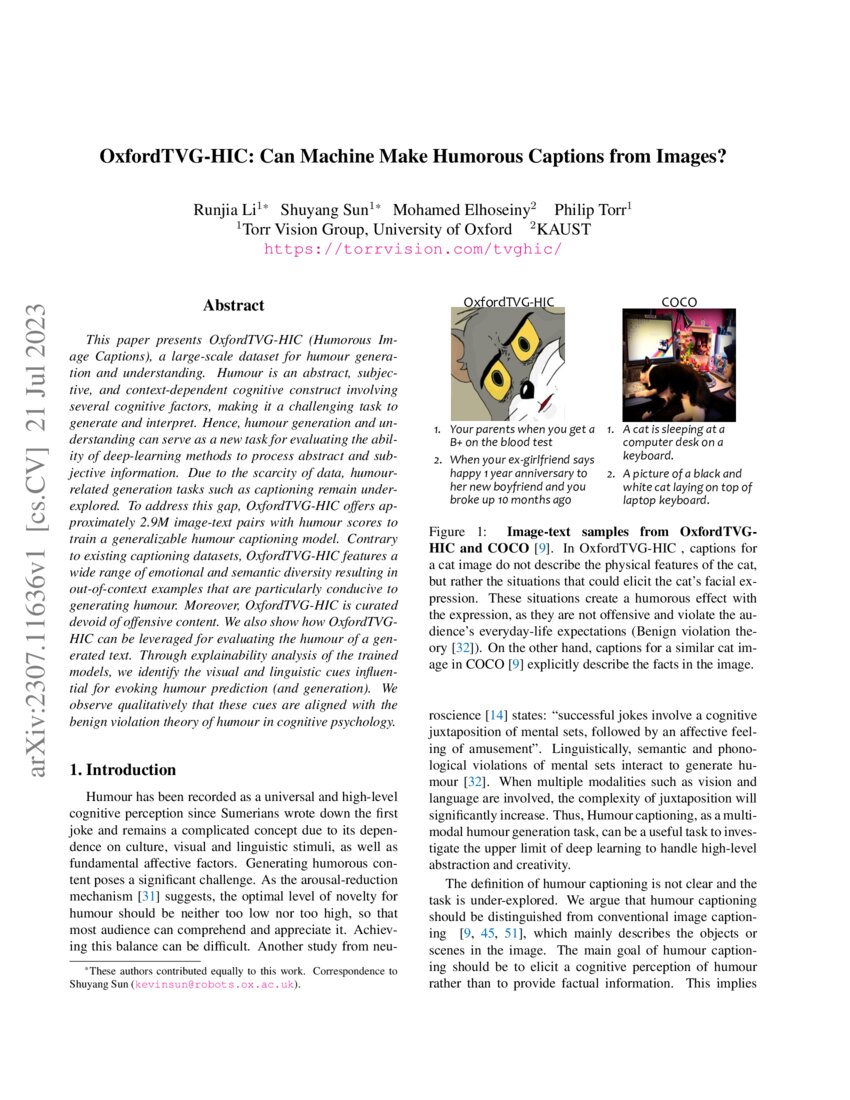 OxfordTVG-HIC: Can Machine Make Humorous Captions from Images? | DeepAI