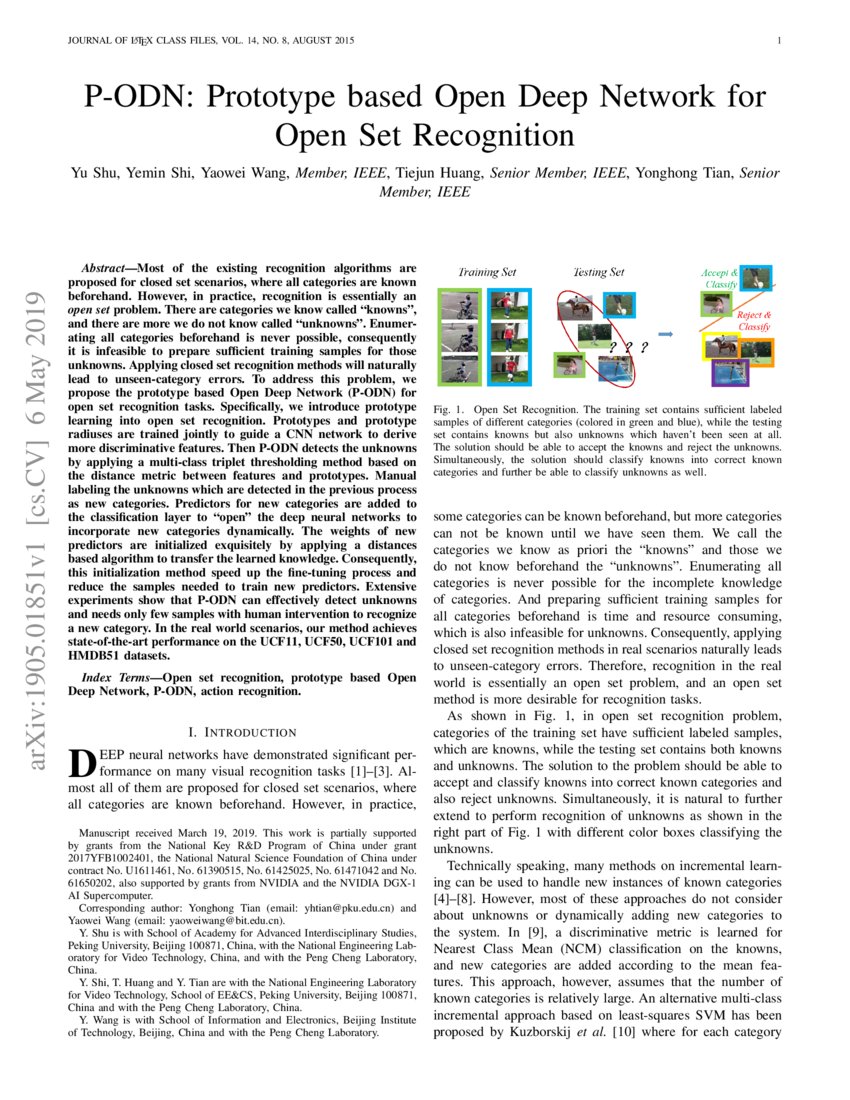 P-ODN: Prototype based Open Deep Network for Open Set Recognition | DeepAI