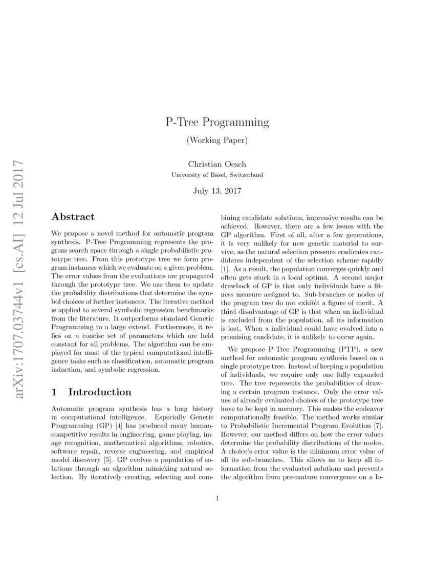 P-Tree Programming | DeepAI