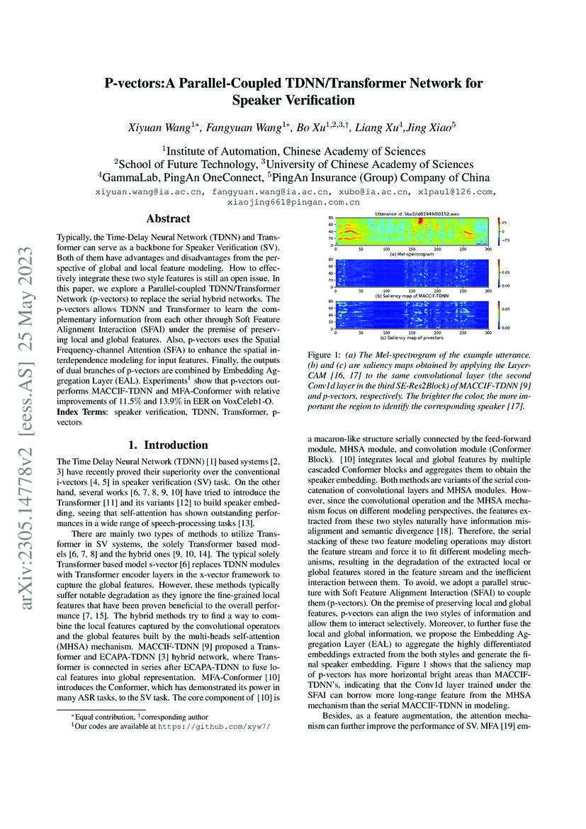 P-vectors: A Parallel-Coupled TDNN/Transformer Network for Speaker Verification | DeepAI