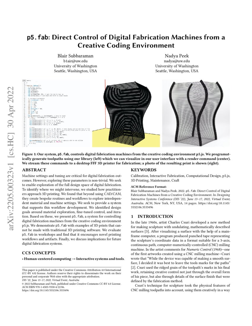 p5.fab: Direct Control of Digital Fabrication Machines from a Creative ...